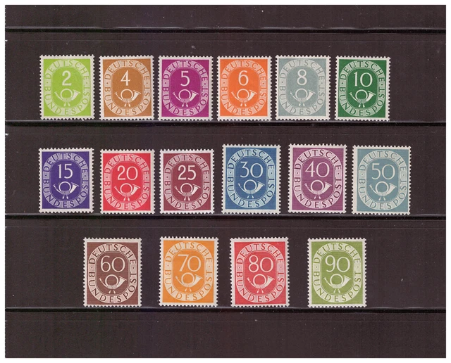 BRD JAHRGANG 1951 Mi.Nr. 123-138 postfrisch Posthorn-Satz "tief/st ...