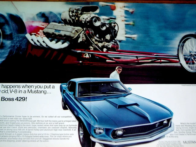 1969 MUSTANG BOSS 429 VINTAGE AD*302/svt/GT/hood/decal/trim/grille ...