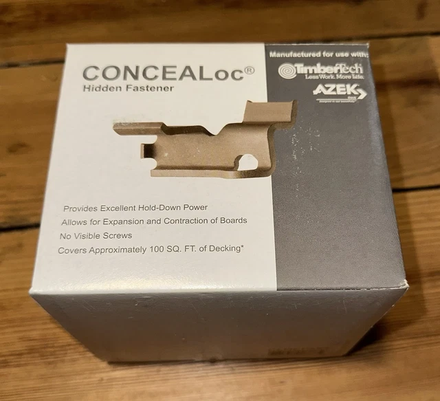 TIMBERTECH CONCEALOC DECK Hidden Fasteners FULL Box 175 Fasteners $84. ...