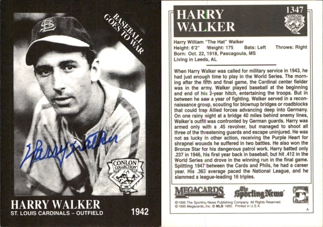 CARTE HARRY WALKER Signée 1995 Conlon Collection TSN #1347 Cardinals de ...