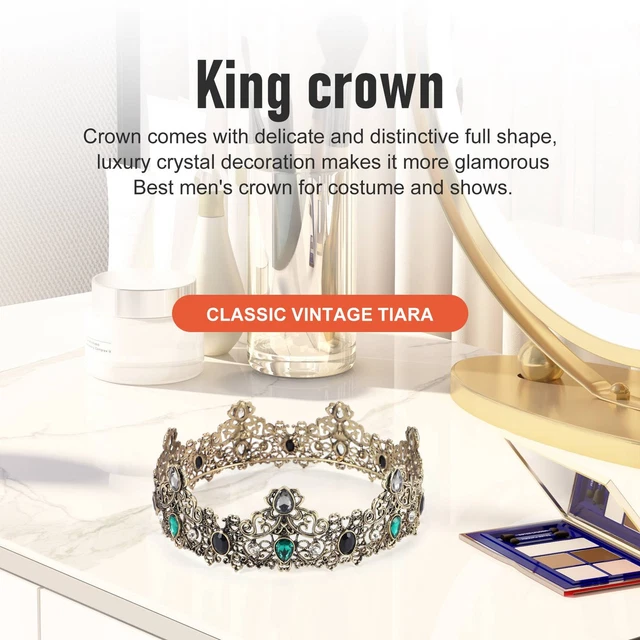 CROWNS FOR MEN Metal, Vintage Full Royal Crowns with Green7729 £15.97 ...