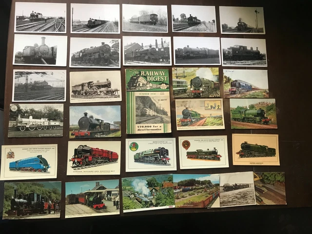 BRITISH RAILWAYS TRAINS lot 11 photos 18 postcards 1950 issue of ...
