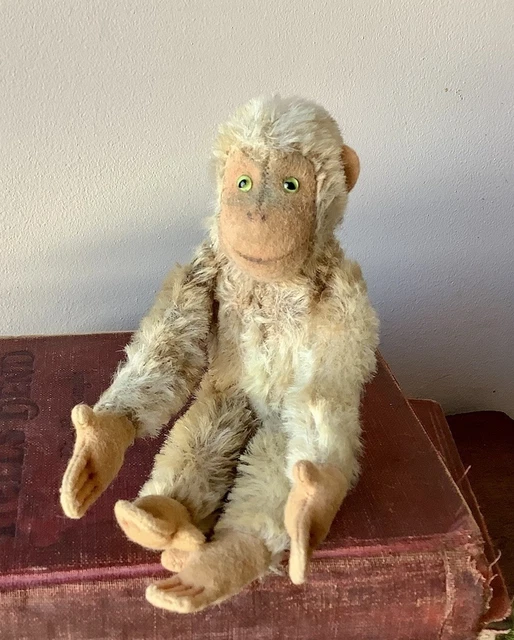 VINTAGE 1950’S STEIFF German Mohair Light Brown Jocko Monkey Jointed Green Eyes $109.65 ...