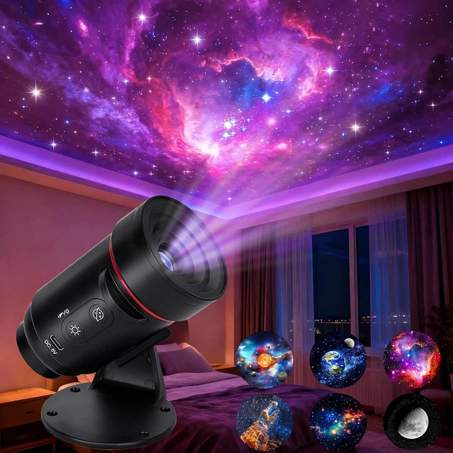 GALAXY PROJECTOR, HD Star Planetarium Projector with 6 Film Discs, 360 ...