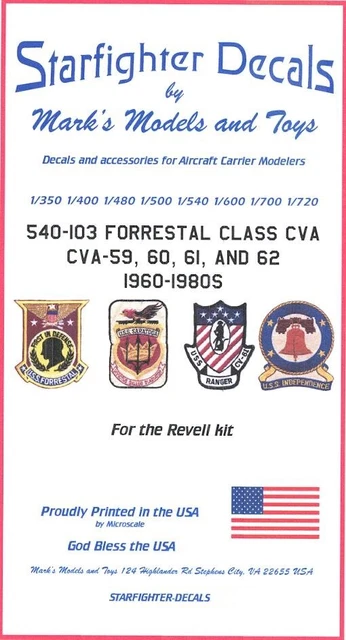 STARFIGHTER DECALS 1/540 FORRESTAL CLASS AIRCRAFT CARRIER MARKINGS 1960 ...