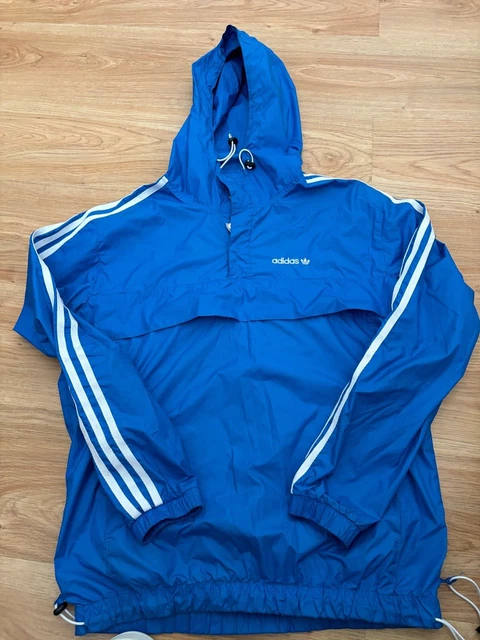 SMALL MENS ADIDAS Originals Lightweight Hooded Windcheater Smock Jacket ...