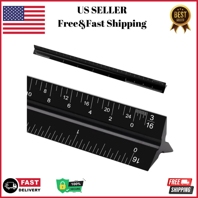 12-INCH ARCHITECTURAL SCALE Ruler - Aluminum Triangular Design for ...