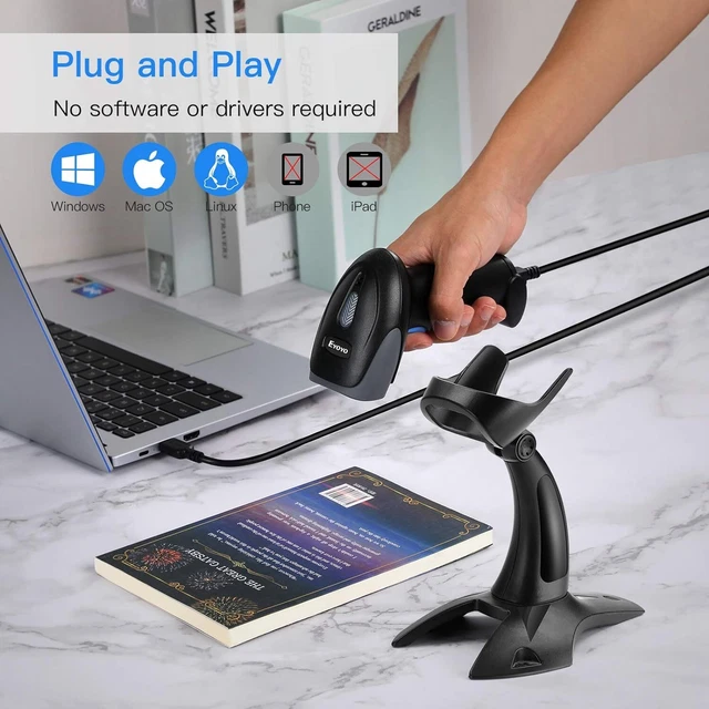 EYOYO HANDHELD 1D 2D USB Wired Barcode Scanner Portable Barcode Reader ...