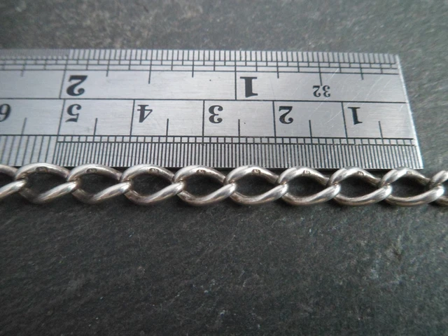 ANTIQUE SOLID SILVER Albert Pocket Watch Chain Sterling Lion Stamps 37 ...