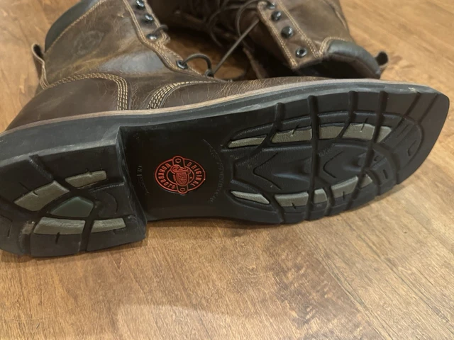 JUSTIN STEEL TOE WORK BOOT PULLEY 8” Brown Leather WK682 Size 14EE £63. ...