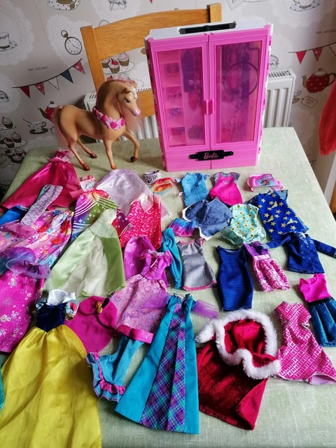 BARBIE WARDROBE AND Large Bundle of Clothes Incl Some Disney & Smaller ...