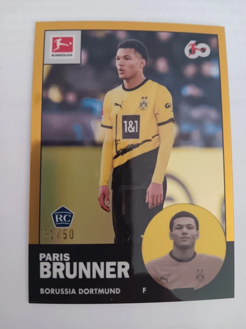 2023-24 TOPPS CHROM Bundesliga Paris Brunner 1963 Gold Refraktor 31/50 ...