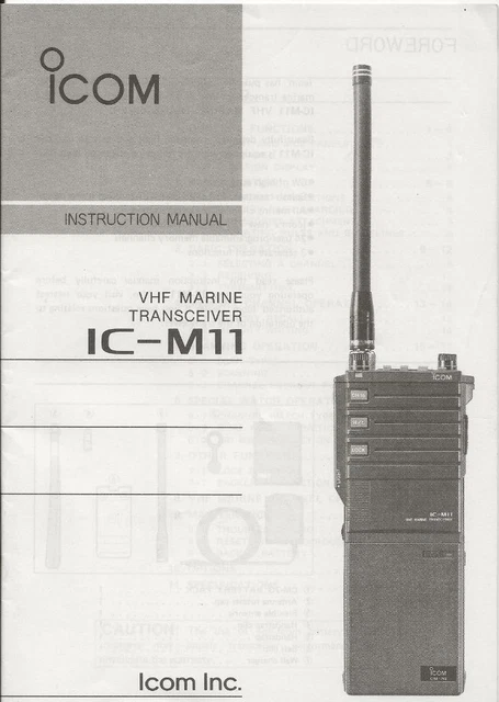 ICOM INSTRUCTION MANUAL Vhf Marine Transceiver Ic-M11 $8.99 - PicClick