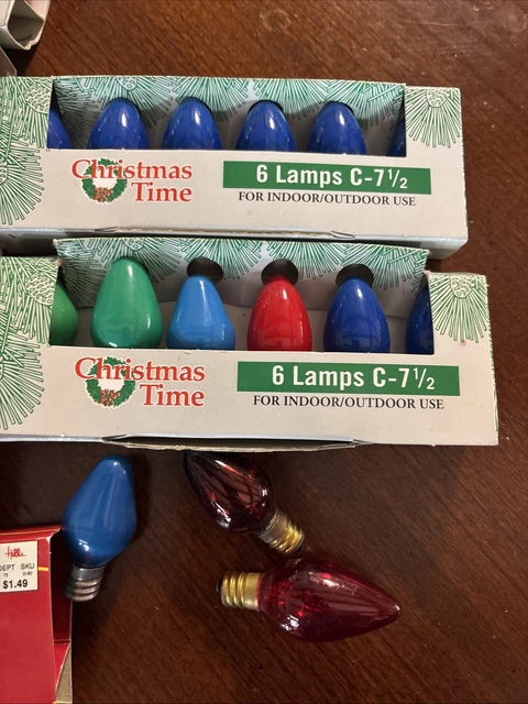 VINTAGE C-7 1/2 Christmas Light Replacement Bulbs NIP Lot $12.29 ...