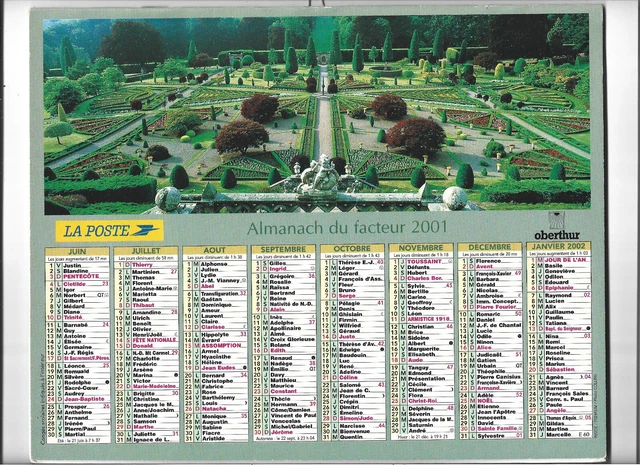 ALMANACH DU FACTEUR, PTT, CALENDRIER DES POSTES - 2001 - parcs et ...