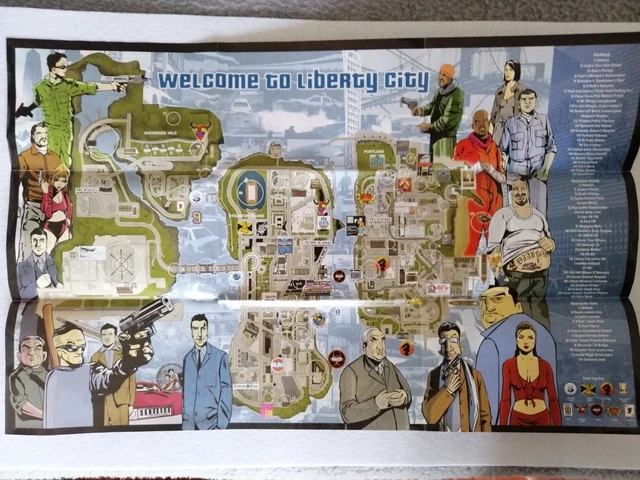 GRAND THEFT AUTO III GTA 3 Map/Poster rare EUR 25,00 - PicClick IT