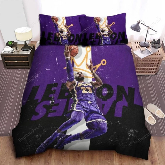 LOS ANGELES LAKERS Lebron James The King Moment Quilt Duvet Cover Set ...