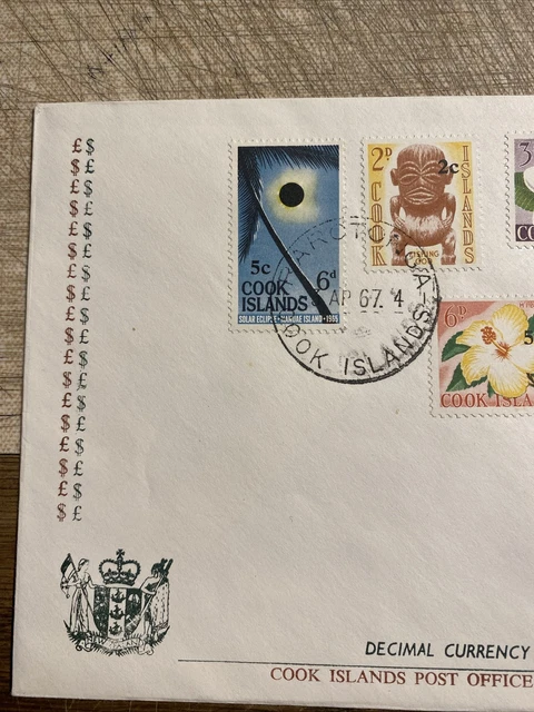 COOK ISLANDS POST 1967 Dezimalüberdruck FDC Briefmarken Rarotonga EUR 1 ...
