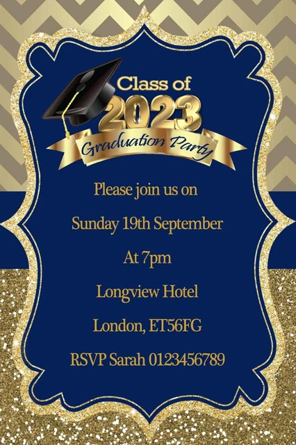 PERSONALISED GRADUATION LEAVERS prom school Party Invitations ...