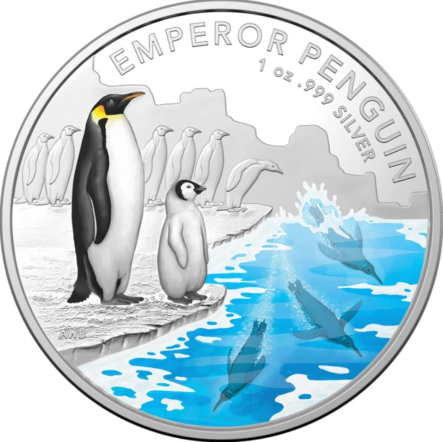 2023 EMPEROR PENGUIN $5 Coloured 1oz Silver Proof Coin, Royal ...