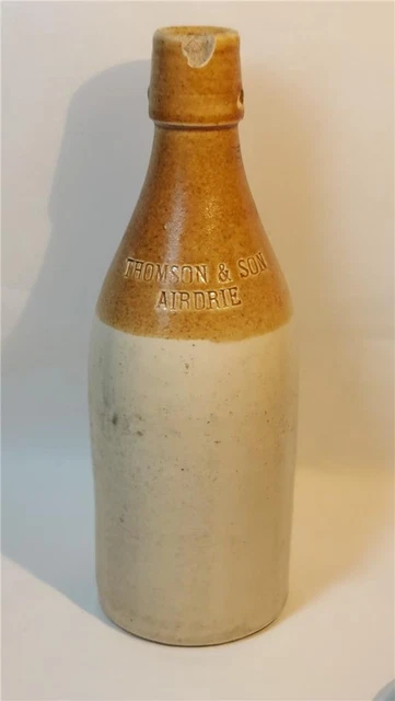 ANTIQUE STONEWARE GINGER Beer Bottle. Thomson & son Airdrie 21 cm tall ...