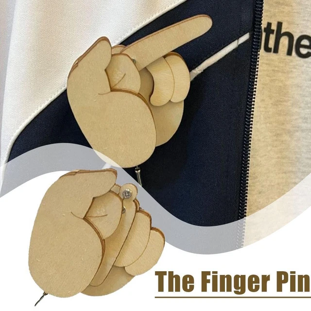 FUNNY WOODEN FINGER Brooch Middle Finger Pin DIY, Flippable Middle ... FUNNY WOODEN FINGER Brooch Middle Finger Pin DIY, Flippable Middle ...