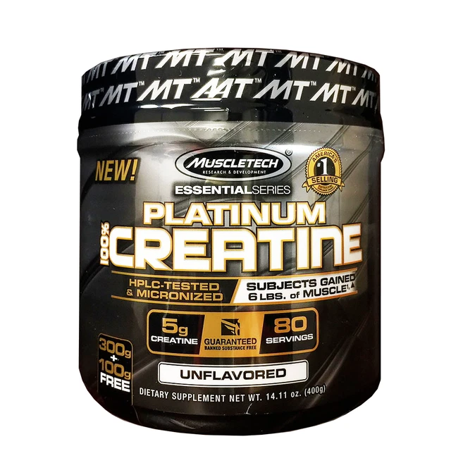 MUSCLETECH PLATINUM 100% Creatine Monohydrate 400g Powder - 80 Servings ...