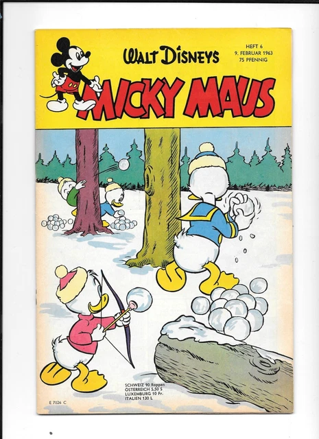 MICKY MAUS 1963 Nr.6 Ehapa Verlag komplett mit 2 Comicstreifen EUR 24 ...