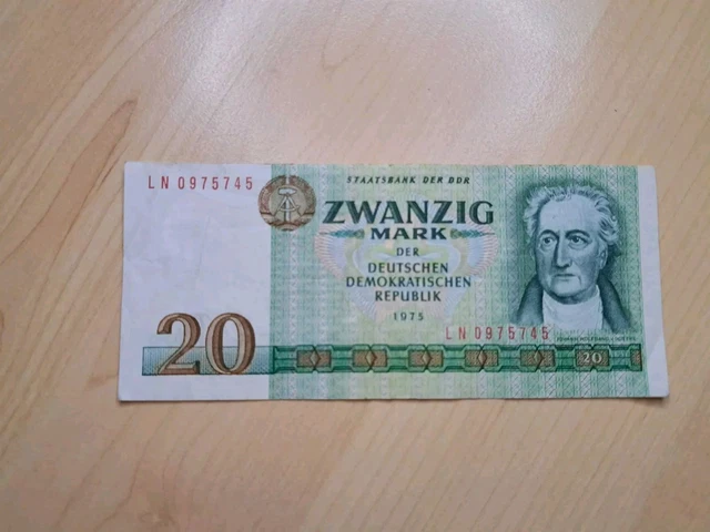 DDR 20 MARK Banknote Geldschein Ostmark East Germany Berlin Wall EUR 9 ...