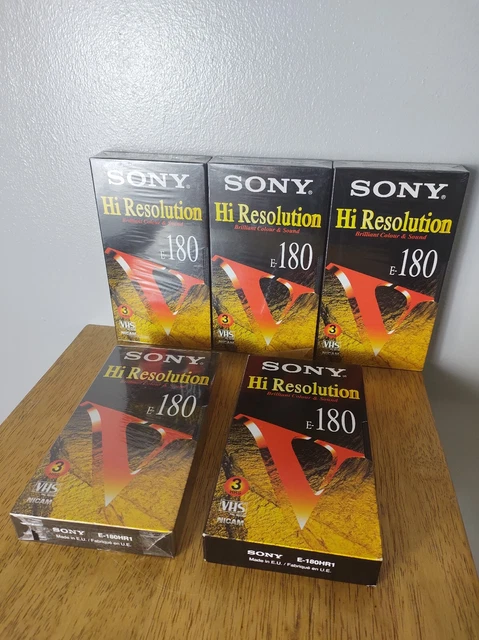 VINTAGE NEW SONY Hi Resolution E-180 VHS Blank Tape Bundle X5 £10.95 ...