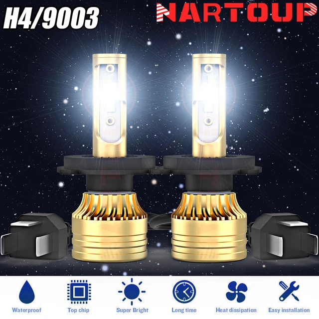 H4 9003 LED Headlights Bulb Conversion Kit High Low Beam 6000K White Super bight $40.49 ...