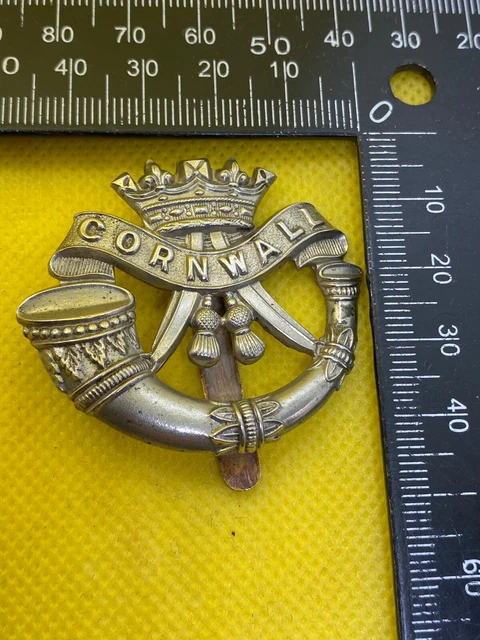 WW1 BRITISH ARMY Duke of Cornwall's Light Infantry White Metal Cap ...