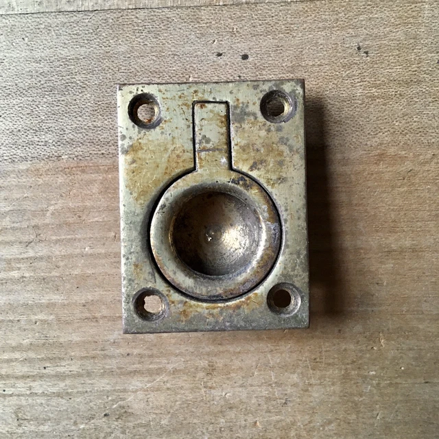 ANTIQUE RECESSED HANDLE Door Lock Flush Latch Hatch Pull Brass ...