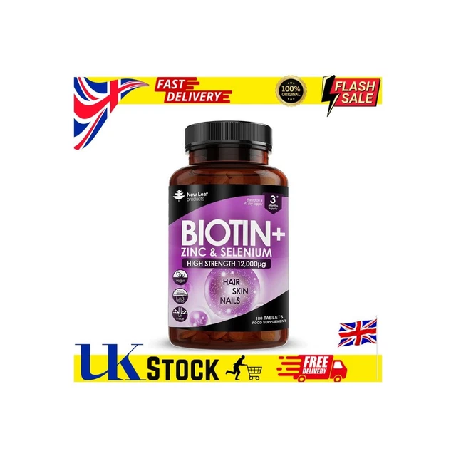 BIOTIN HAIR GROWTH Vitamins 12000mcg - Enriched with Zinc & Selenium ...