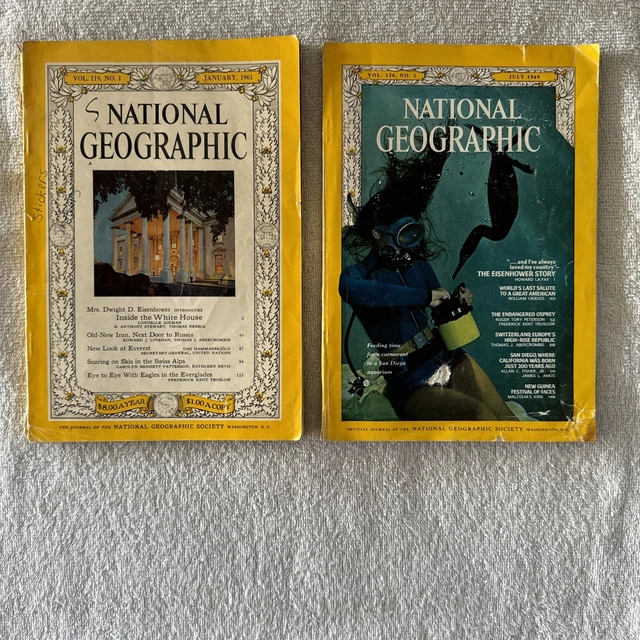 NATIONAL GEOGRAPHIC MAGAZINE January 1961 & July 1969 / White House ...