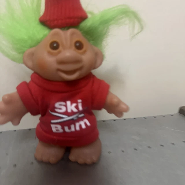 VINTAGE DAM TROLL Doll 5" 1986 Ski Bum Green Hair Complete With Hat ...