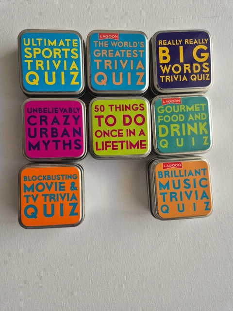 LAGOON TRIVIA QUIZ 8 Packets: Family Fun Tin Cases Game Night $10.00 ...