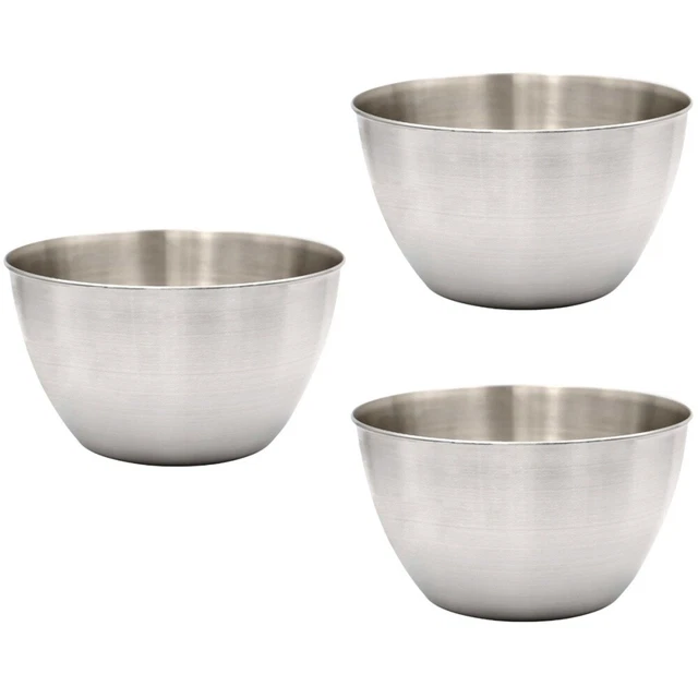 3 PACK METAL Mixing Bowls Stainless Steel Serving Noodle Soup Enamel £ ...
