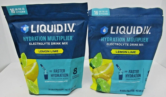 LIQUID IV HYDRATION Multiplier Electrolyte Powder Lemon Lime Drink Mix ...