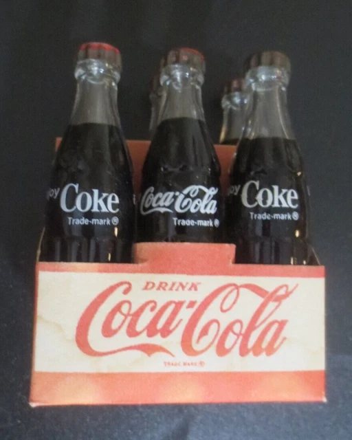 VINTAGE MINIATURE DRINK Coca-Cola in 6 Pack with 6 Full Glass Bottles ...