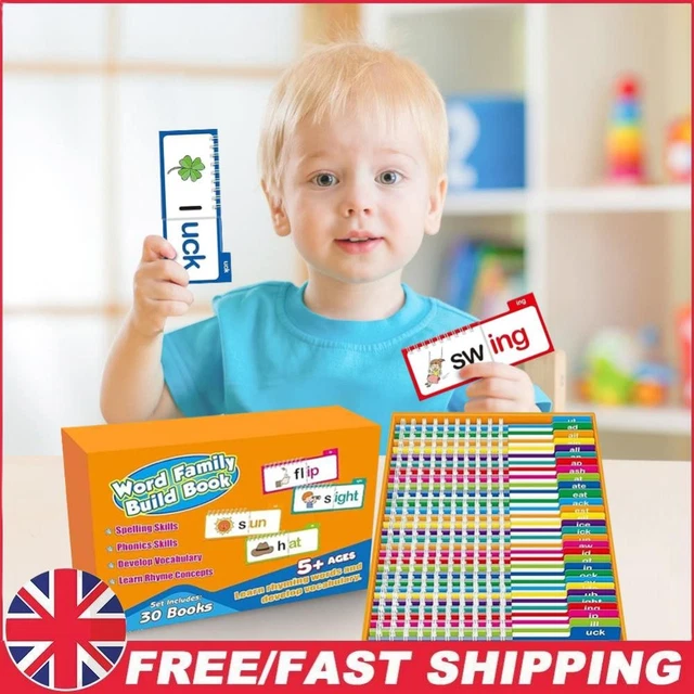 CVC WORD FLIP Chart Vowel Word Flashcards Educational Sight Words Games ...