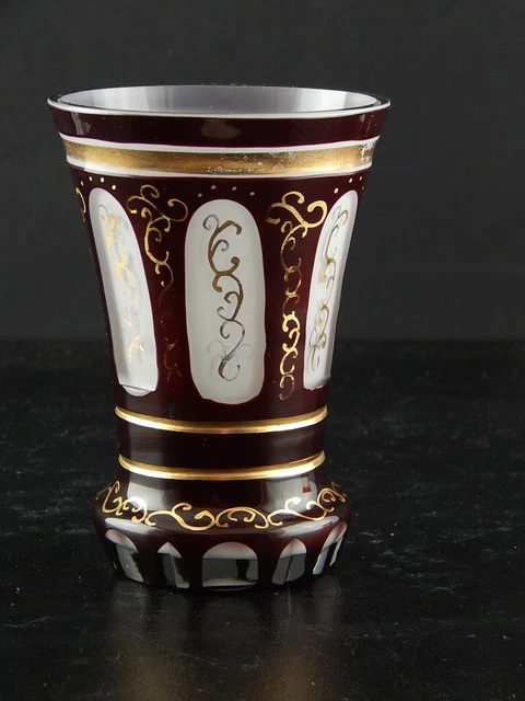 ANTIQUE GLASSES MUG Crystal Bevelled Engraved Bohemian Biedermeier $242 ...