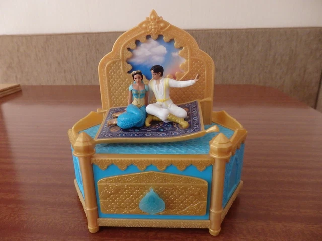 DISNEY'S ALADDIN & Jasmine Musical Moving Magic Carpet Jewelry Trinket ...