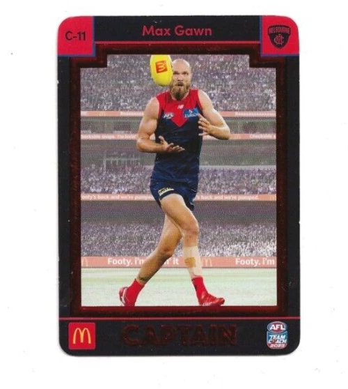 2023 TEAMCOACH MCDONALDS Captain RED MELBOURNE MAX GAWN C-11 CARD AFL ...