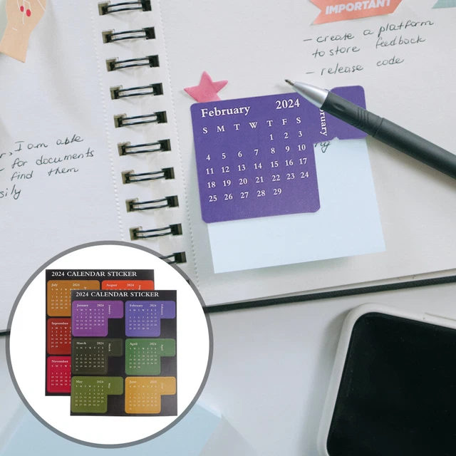 4 SETS 2024 Full Year Calendar Index Label Sticker 4pcs/set Month £7.29 ...