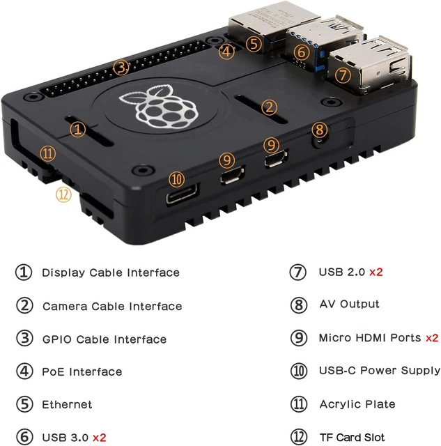 GEEKWORM RASPBERRY PI 4 Case, Raspberry Pi 4 Model B CNC Ultra-Thin ...