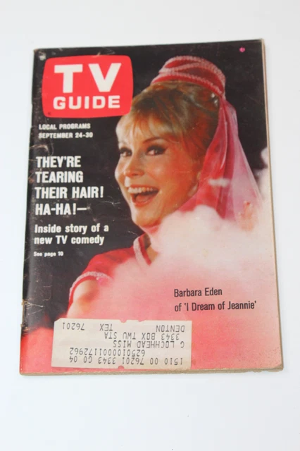 TV GUIDE I dream of Jeannie Barbara Eden 1966 Sept 24-30 ~Dallas #704 £24.33 - PicClick UK