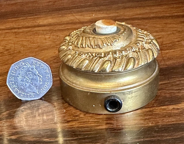 ANTIQUE SERVANT BELL Push Button Gilt Ormolu Electric Desk Call Button ...