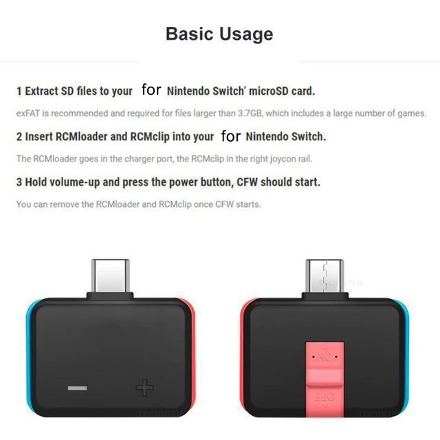 RCM PAYLOADS INJECTOR Connector per Nintendo per Switch Slim Nero De ...