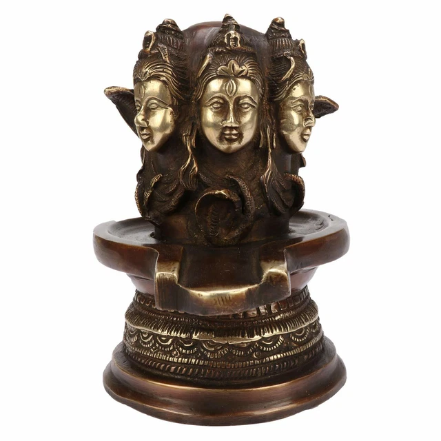 LARGE BRASS SHIVA Mukhalingam Shivling Statue Three Face Shiv Idol ...